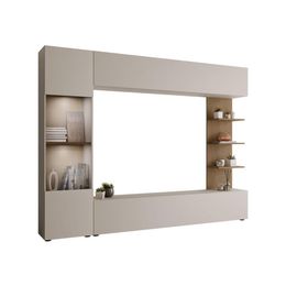 Mirjan24 Wohnwand, Kaschmir, Holzwerkstoff, Rechteckig, 250x187x30 cm, Wohnzimmer, Wohnw&auml;nde, Wohnwand-Sets