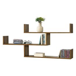 [en.casa] Wandregal, Dunkelbraun, Holzwerkstoff, 3 F&auml;cher, 119x55x18 cm, Wohnzimmer, Regale, Wandregale