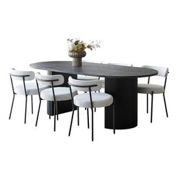 ebuy24 Tischgruppe, Braun, Wei&szlig;, Holzwerkstoff, Metall, Textil, 100x75x210 cm, Esszimmer, B&auml;nke, Tisch- & Eckbankgruppen