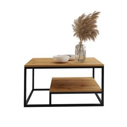 Bettso Couchtische, Schwarz, Eiche Wotan, Holzwerkstoff, 90x48x60 cm, Wohnzimmer, Wohnzimmertische, Couchtische