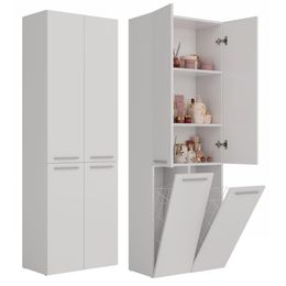 kommodly Bad, Wei&szlig;, Holzwerkstoff, 60x174x30 cm, Badezimmer, Badezimmerschr&auml;nke, Hochschr&auml;nke