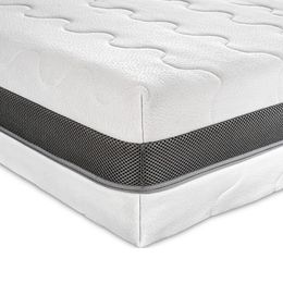 Sleepneo Kaltschaummatratze, Wei&szlig;, Textil, H3 + H4, F&uuml;llung: Polyester, Rechteckig, 140x200 cm, Oeko-Tex&reg; Standard 100, aktive Schulterzone, atmungsaktiv, Bezug abnehmbar/waschbar, rundum abnehmbar, f&uuml;r verstellbare Lattenroste geeignet, klimatisierte Bel&uuml;ftungskan&auml;le, mit Aloe Vera, Ober- und Unterseite versteppt, optimale Bel&uuml;ftung, schadstoffgepr&uuml;ft, wendbar, Wendematratze, Schlafzimmer, Matrat