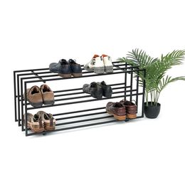 DanDiBo Schuhregal, Schwarz, Metall, 92.5x43x31 cm, Garderobe, Schuhaufbewahrung, Schuhregale