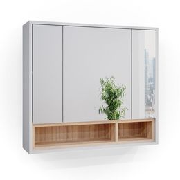 VICCO Badspiegelschrank, Wei&szlig;, Holzwerkstoff, 6 F&auml;cher, Rechteckig, 80x72x20 cm, Badezimmer, Badezimmerspiegel, Spiegelschr&auml;nke