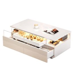 Flieks Couchtisch, Wei&szlig;, Holz, 49x13.97x106.05 cm, Wohnzimmer, Wohnzimmertische, Couchtische