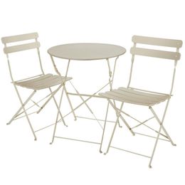 TecTake Bistrotisch, Creme, Textil, Balkonm&ouml;bel, Balkonm&ouml;bel-Sets