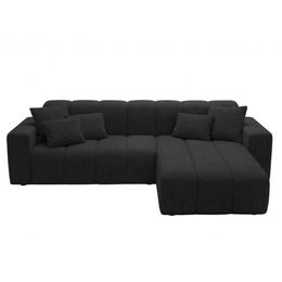 Graingold Ecksofa, Schwarz, Textil, Kiefer, 3-Sitzer, L-Form, Ottomane rechts,L-Form, 265x180 cm, Oeko-Tex&reg;, Reach, Hergestellt in Europa, Handmade in Europe, Hergestellt in Europa, Made in EU, Real Wood, Wohnzimmer, Sofas & Couches, Wohnlandschaften, Ecksofas