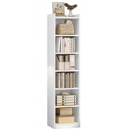 Muvu B&uuml;cherregal,, Wei&szlig;, Holzwerkstoff, 40x180x30 cm, Wohnzimmer, Regale, B&uuml;cherregale