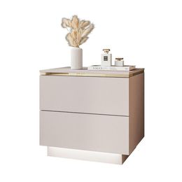 Lookway Nachttisch, Kaschmir, Holzwerkstoff, Uni, 2 Schubladen, Rechteckig, 50x48x37 cm, Schlafzimmer, Nachttische
