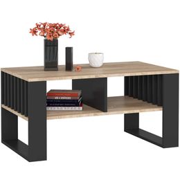 Akord Couchtisch, Sonoma Eiche, Schwarz, Holzwerkstoff, Nachbildung, Rechteckig,Rechteckig, 92x45x53 cm, Wohnzimmer, Wohnzimmertische, Couchtische