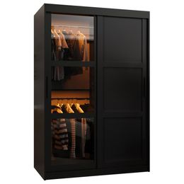 Abiks M&ouml;bel Schwebet&uuml;renschrank, Schwarz, Holz, Nachbildung, 5 F&auml;cher, 120x200x62 cm, Schlafzimmer, Kleiderschr&auml;nke, Schwebet&uuml;renschr&auml;nke
