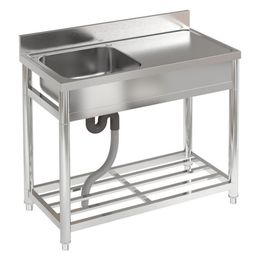 Livingandhome Sp&uuml;lbecken, Silber, Metall, 100x90x50 cm, K&uuml;chen, K&uuml;chenausstattung, K&uuml;chensp&uuml;len