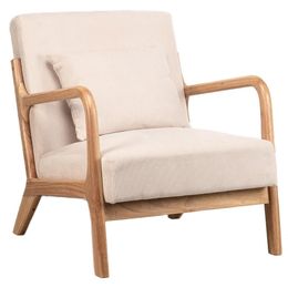 Nordlys Sessel, Beige, Holz, 64x74x80 cm, Wohnzimmer, Sessel, Polstersessel