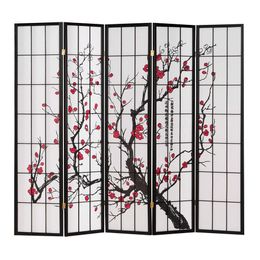 Homestyle4u Paravent, Schwarz, Holz, 220x179x2 cm, Wohnzimmer, Raumteiler & Paravents, Paravents
