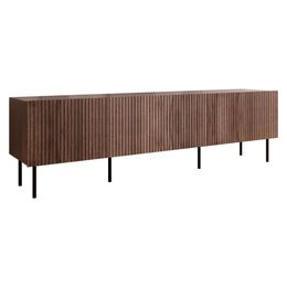 Mirjan24 Tv-Element, Braun, Metall, Holz Optik, Rechteckig,Rechteckig, 201x58x40 cm, Wohnzimmer, Wohnw&auml;nde, Lowboards, Lowboards stehend