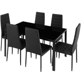 TecTake Esszimmergruppe, Schwarz, Schwarz, Metall, Rechteckig, 90x98x150 cm, Esszimmer, B&auml;nke, Tisch- & Eckbankgruppen