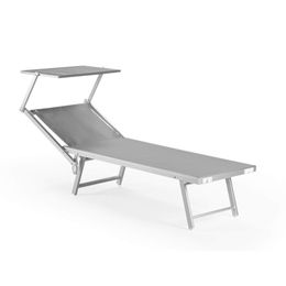 Mobili Rebecca Sonnenliege, Grau, Metall, Rechteckig, 61x38x186 cm, Gartenm&ouml;bel, Gartenliegen