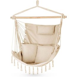 Luverno H&auml;ngesessel, Beige, Textil, 1-Sitzer, 100x130x75 cm, Gartenm&ouml;bel, H&auml;ngesessel