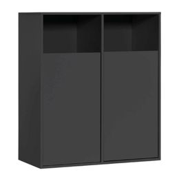 mokebo&reg; Mokebo W&auml;scheschrank, Schwarz, Holzwerkstoff, 80x95x40 cm, Ordnen & Aufbewahren, W&auml;schek&ouml;rbe & Tonnen