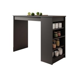 Mirjan24 Bartisch, Schwarz, Holzwerkstoff, 3 F&auml;cher, 115x102x50 cm, Esszimmer, Barm&ouml;bel, Bartische