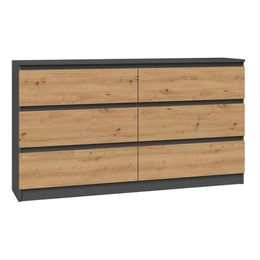 CDF Kommode, Eiche Artisan, Anthrazit, Holzwerkstoff, 138x75x40 cm, Wohnzimmer, Kommoden & Sideboards, Kommoden