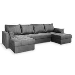 Masseno Wohnlandschaft, Grau, Kunststoff, 4-Sitzer, U-Form, 285x85x140 cm, Wohnzimmer, Sofas & Couches, Wohnlandschaften, Wohnlandschaften in U-Form