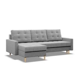 Ecksofa, Grau, Textil, 4-Sitzer, L-Form, 223x140 cm, Wohnzimmer, Sofas & Couches, Wohnlandschaften, Ecksofas