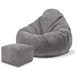 Dreamroots Sitzsack, Grau, Textil, 70x70x70 cm, Oeko-Tex&reg; Standard 100, Wohnzimmer, Hocker, Sitzs&auml;cke, XXL Sitzs&auml;cke
