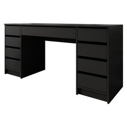 Mirjan24 Schreibtisch, Schwarz, Holzwerkstoff, 9 Schubladen, Rechteckig,Rechteckig, 154x76x55 cm, Arbeitszimmer, Schreibtische, B&uuml;rotische