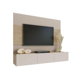 Mirjan24 Wohnwand, Beige, Holzwerkstoff, 180x150x38 cm, Wohnzimmer, Wohnw&auml;nde, Wohnwand-Sets