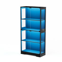 Komhtom Vitrine, Schwarz, Holzwerkstoff, Mode, 35x165x80 cm, Wohnzimmer, Wohnw&auml;nde, Vitrinenschr&auml;nke