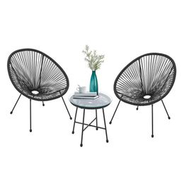 Juskys Balkonm&ouml;bel-Set, Schwarz, Metall, 4, Gartenm&ouml;bel, Gartenm&ouml;bel-Sets