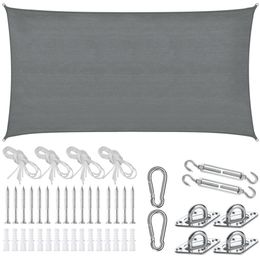 TecTake Sonnensegel, Grau, Kunststoff, Rechteckig, 400x200 cm, Sonnen- & Sichtschutz, Sonnensegel