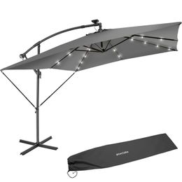 TecTake Sonnenschirm, Hellgrau, Kunststoff, Quadratisch, 250x300 cm, CE, Sonnen- & Sichtschutz, Sonnenschirme