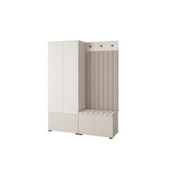 Jerpax Garderobe, Beige, Creme, Holzwerkstoff, 140x185x40 cm, Garderobe, Garderoben-Sets & Serien, Garderoben-Sets
