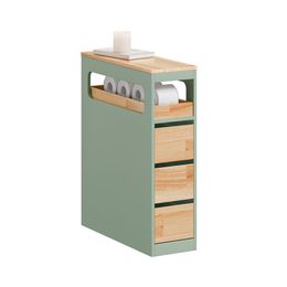 sobuy Nischenregal, Gr&uuml;n, Holzwerkstoff, Holz, 23x82x65 cm, Badezimmer, Badezimmerschr&auml;nke, Midischr&auml;nke