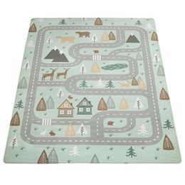 Paco Home Kinderteppich, T&uuml;rkis, Textil, Rechteckig, 120x160 cm, strapazierf&auml;hig, f&uuml;r Fu&szlig;bodenheizung geeignet, Teppiche & B&ouml;den, Teppiche, Teppich Kinderzimmer