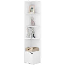 WOLTU Eckregal, Wei&szlig;, Holzwerkstoff, 3 F&auml;cher, Rechteckig, 29.5x157.5x29.5 cm, Wohnzimmer, Regale, Eckregale