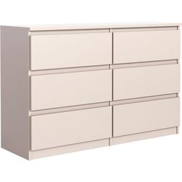Mobelsta Kommode, Kaschmir, Holzwerkstoff, Teilmassiv,Strukturbuche, 6 Schubladen, 120x78.5x39 cm, Wohnzimmer, Kommoden & Sideboards, Kommoden
