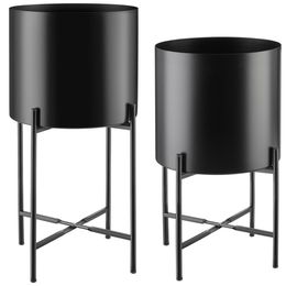 TecTake Pflanzenst&auml;nder, Schwarz, Metall, Rund, 31x56x31 cm, Gartenzubeh&ouml;r, Blument&ouml;pfe