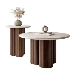 Lookway Couchtisch, Nussbaum, Holzwerkstoff, 80x46x80 cm, Wohnzimmer, Wohnzimmertische, Couchtische