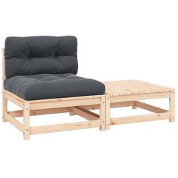 vidaXL Garten-Lounge-Set, Anthrazit, Holz, 2-teilig, F&uuml;llung: Polyester, Rechteckig, Loungem&ouml;bel, Gartenlounge-Sets
