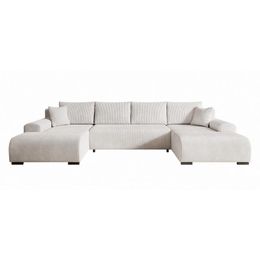 Wohnlandschaft,, Creme, Textil, 3-Sitzer, 349x80x185 cm, Wohnzimmer, Sofas & Couches, Wohnlandschaften, Wohnlandschaften in U-Form