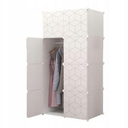 Muvu Kleiderschrank, Wei&szlig;, Kunststoff, 75x147x147 cm, Schlafzimmer, Kleiderschr&auml;nke, Dreht&uuml;renschr&auml;nke
