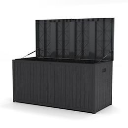 Livingandhome Gartenbox, Schwarz, Kunststoff, 125x61.5x56 cm, Aufbewahrung & Schutzh&uuml;llen, Gartenboxen
