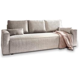 Masseno Bettsofa, Creme, Textil, 232x83x87 cm, Wohnzimmer, Sofas & Couches, Schlafsofas