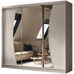 Beautysofa Schwebet&uuml;renschrank, Kaschmir, Holzwerkstoff, 12 F&auml;cher, 240x216x61 cm, Schlafzimmer, Kleiderschr&auml;nke, Schwebet&uuml;renschr&auml;nke