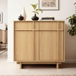 Hometopia Sideboard, Braun, Holzwerkstoff, Rechteckig, 80x77x40 cm, Wohnzimmer, Kommoden & Sideboards, Sideboards
