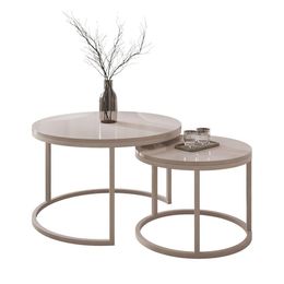 Lookway Couchtisch, Beige, Holzwerkstoff, Rund, 70x48x70 cm, Wohnzimmer, Wohnzimmertische, Couchtische