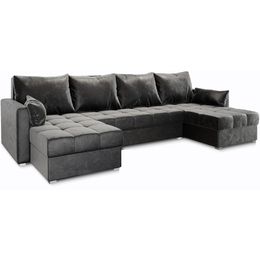 Masseno Wohnlandschaft, Grau, Kunststoff, 4-Sitzer, U-Form, 285x85x140 cm, Wohnzimmer, Sofas & Couches, Wohnlandschaften, Wohnlandschaften in U-Form